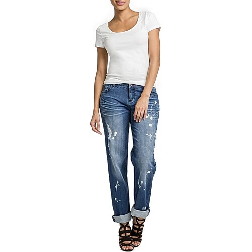 Click here for Poetic Justice Curvy Rolled Cuff Boyfriend Jean  3... prices