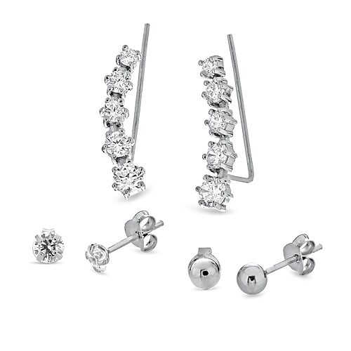 Click here for Womens Cubic Zirconia Sterling Silver Ball 3 Pair... prices