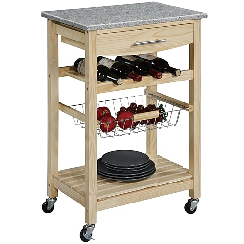 Click here for Kitchen Cart  Granite-Top Cart w/ Wine Rack  One S... prices