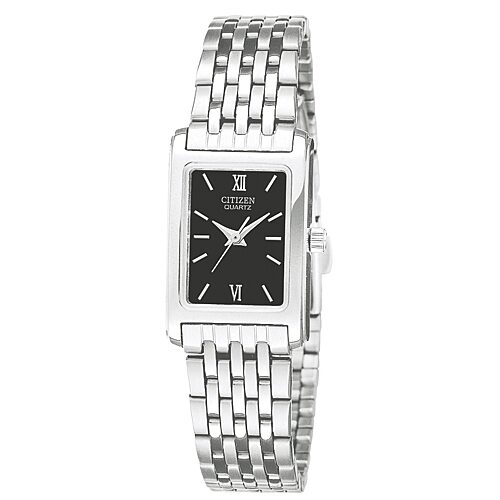 Click here for Citizen Womens Rectangular Black Dial Stainless St... prices