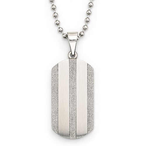 Click here for Two-Tone Stainless Steel Striped Dog Tag Pendant N... prices
