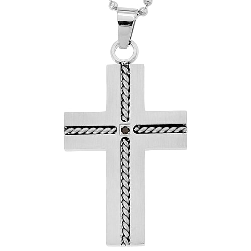Click here for Stainless Steel Cross Pendant Necklace with Diamon... prices