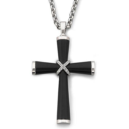 Click here for Mens Stainless Steel Diamond-Accent Cross Pendant... prices