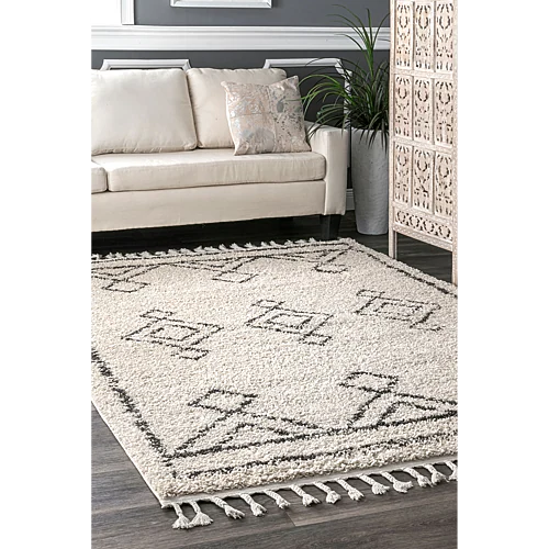 Click here for nuLoom Mackie Moroccan Diamond Tassel Area Rug  On... prices