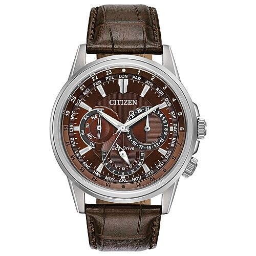 Click here for Citizen Eco-Drive Mens Calendrier Brown Leather St... prices