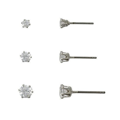 Click here for Mixit Womens Cubic Zirconia 3 Pair Earring Set  On... prices