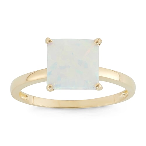 Click here for Womens Lab Created White Opal 10K Gold Solitaire C... prices