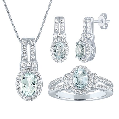 Click here for Womens Genuine Blue Aquamarine Sterling Silver 3-p... prices