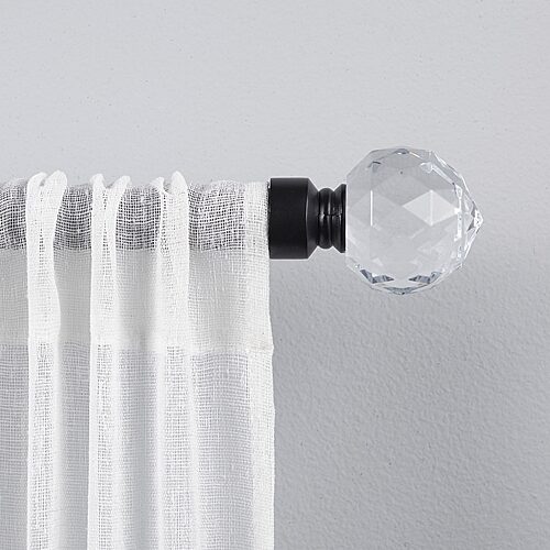 Exclusive Home Curtains Crystal Ball 1 IN Adjustable Curtain Rod  One Size  Black