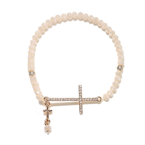 Click here for Bijoux Bar Delicates Rose Tone Womens Cross Round... prices
