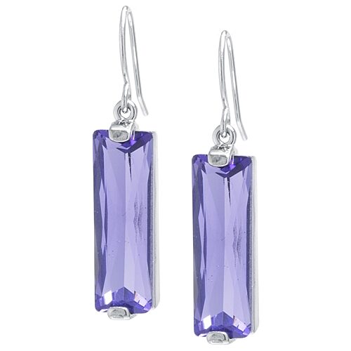 Click here for Rectangular Crystal Drop Earrings in Silver-Plate... prices