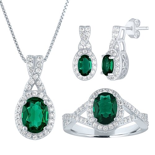 Click here for Womens Lab Created Green Emerald Sterling Silver J... prices