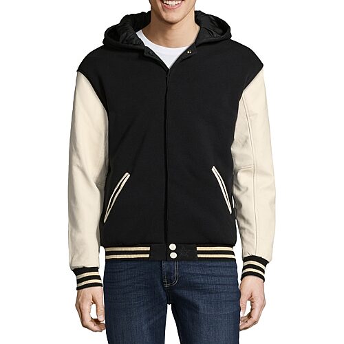 Vintage Leather Mens Faux Leather Reversible Lightweight Varsity Jacket  X-large  Black