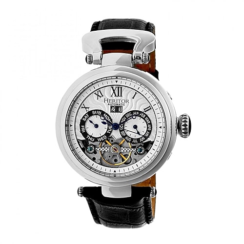 Click here for Heritor Automatic Ganzi Mens Leather Day&Date-Silv... prices