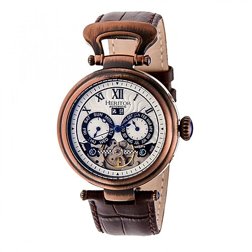 Click here for Heritor Automatic Ganzi Mens Leather Day&Date-Bron... prices