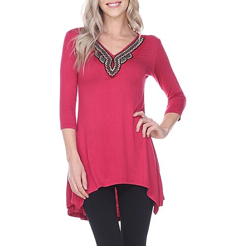 Click here for White Mark Tonya Womens V Neck 3/4 Sleeve Embellis... prices