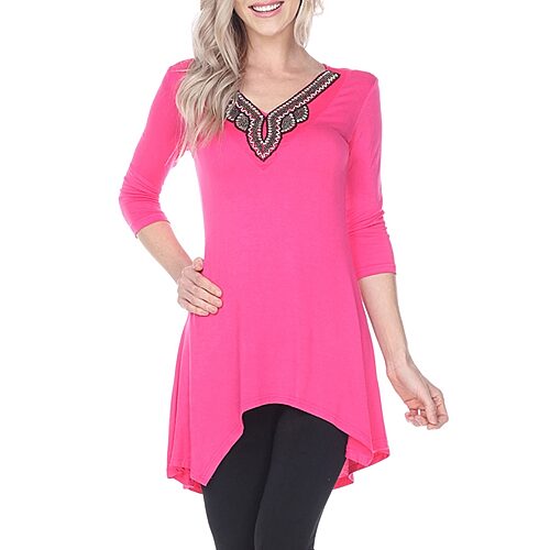Click here for White Mark Tonya Womens V Neck 3/4 Sleeve Embellis... prices