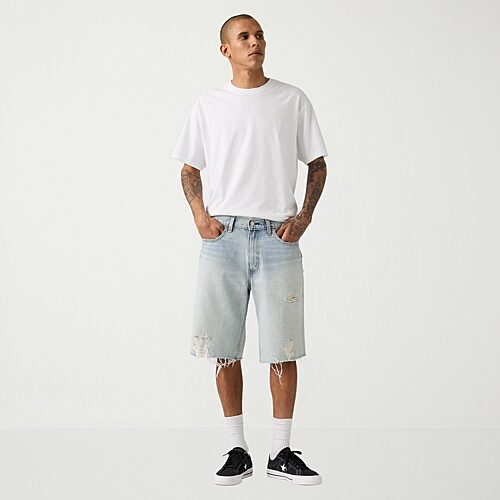 Click here for Levis Menâs 469 Loose Fit 12 Denim Shorts  34  B... prices