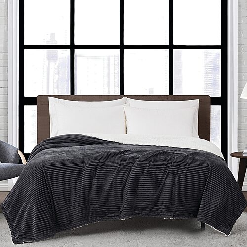Click here for London Fog Plush Large Corduroy Blanket  Twin - Gr... prices
