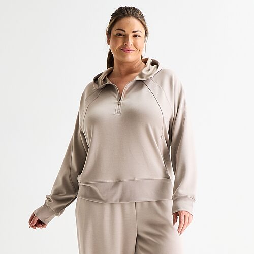 Click here for Xersion Womens Plus Scuba Luxe Hooded Half Zip Pul... prices