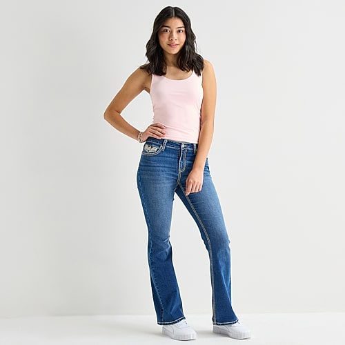 Click here for Vanilla Star Womens Juniors Mid Rise Bootcut Jean... prices