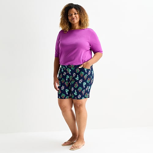 Click here for St. Johns Bay Womens 8 Mid Rise Plus Chino Short... prices
