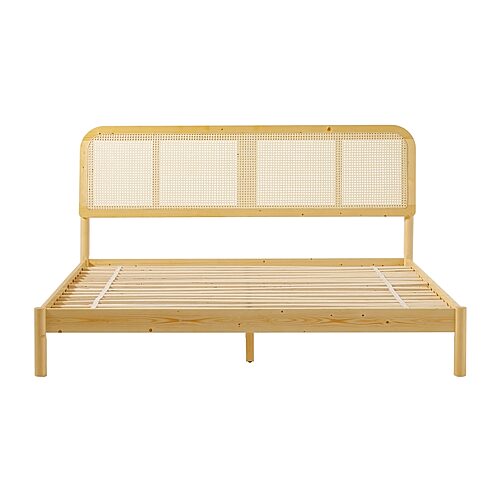 Click here for Rattan Curved Bedframe  One Size  White prices