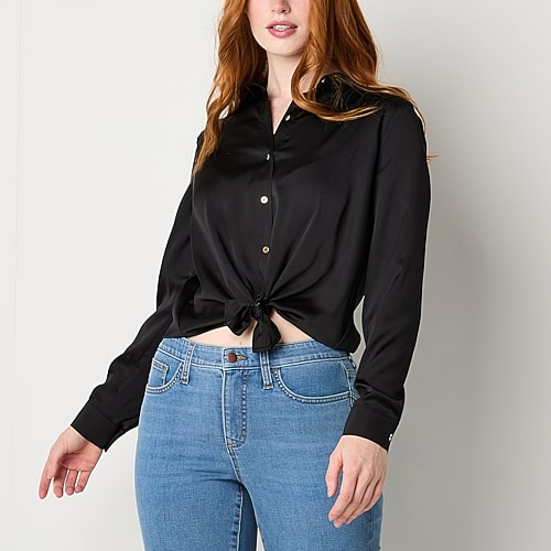 Click here for Bold Elements Womens Long Sleeve Satin Blouse  Pet... prices