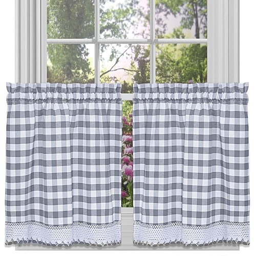 Click here for Achim Buffalo Check Window Rod Pocket Tier Pair Cu... prices