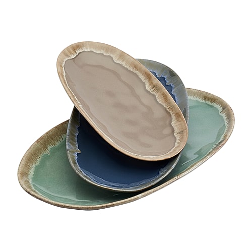 Gallery 3pc Tuscon Stoneware Serving Platter  One Size  Multiple Colors