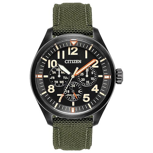 Click here for Citizen Chandler Mens Green Strap Watch Bu2055-16e... prices