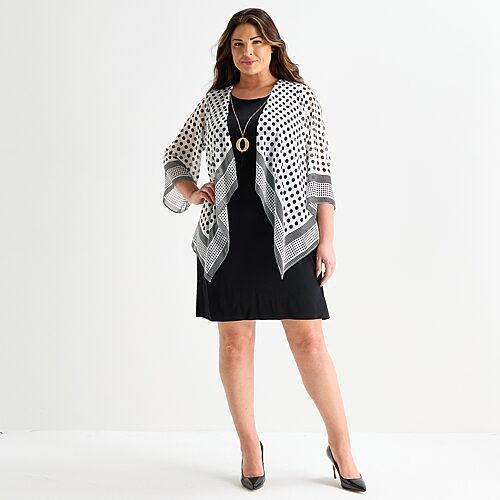 Click here for Studio 1 Womens Plus Dots Faux-Jacket Dress With R... prices