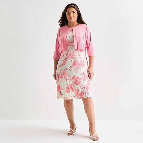 Click here for Danny & Nicole Womens Plus Midi Floral Jacket Dres... prices