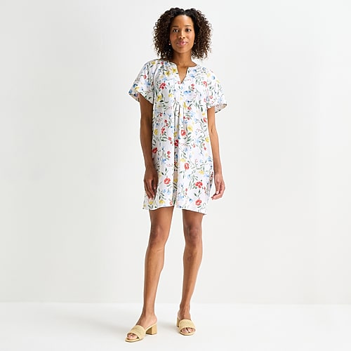 Click here for St. Johns Bay Womens Tall Midi Split Crew Neck Sho... prices