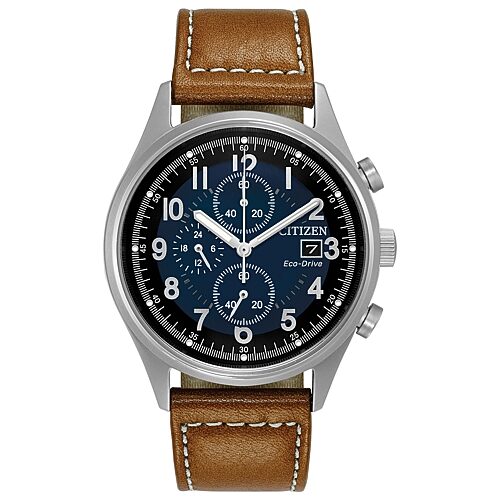 Click here for Mens Citizen Chandler Light Brown Leather Strap Wa... prices
