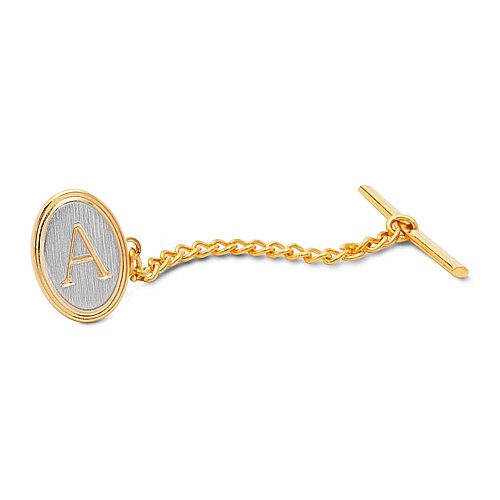 Click here for Engravable Two Tone Oval Tie Tack  One Size  Multi... prices