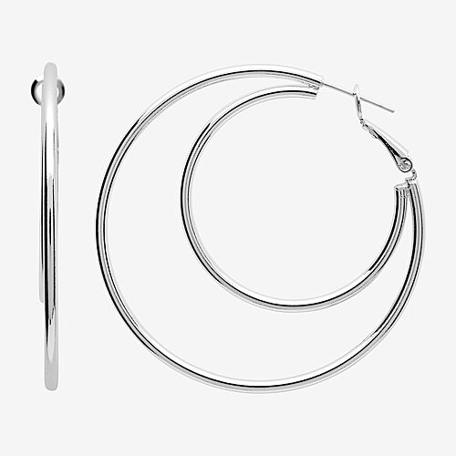 Click here for Silver Reflections Pure Silver Over Brass Hoop Ear... prices