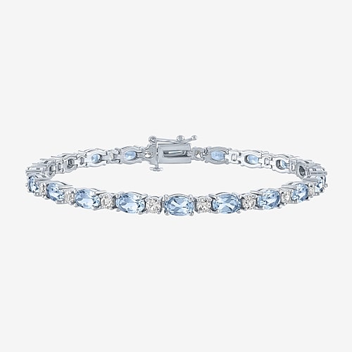 Click here for Gemstone Sterling Silver Oval 7.5 Inch Tennis Brac... prices