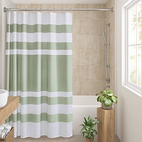 Madison Park Spa Waffle 3M-Scotchgard Shower Curtain  36 x 72 - Sage Green