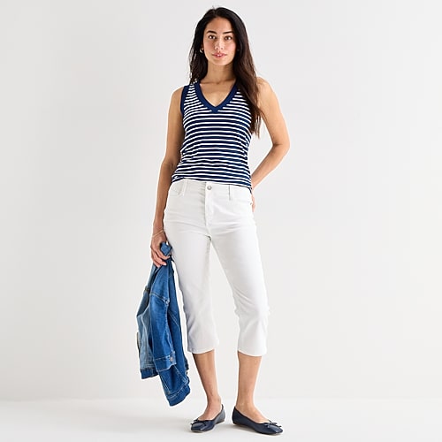 St. Johns Bay Womens Tall Mid Rise Capri Jean  16 Tall  White