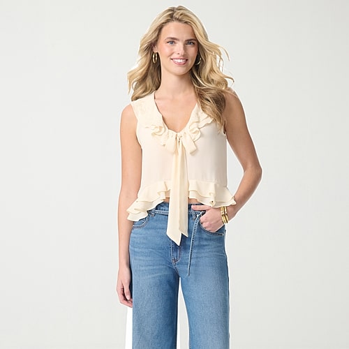 Click here for JS Jessica Simpson Womens V Neck Sleeveless Blouse... prices