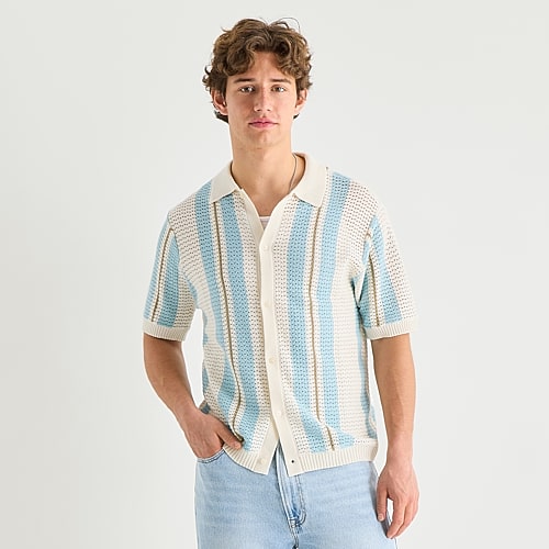 Click here for Arizona Mens Short Sleeve Button Polo Sweater  Lar... prices
