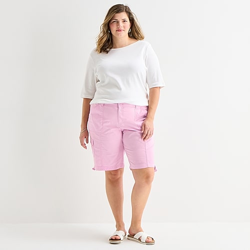 Click here for St. Johns Bay Womens 11 1/2 Plus Cargo Bermuda Sho... prices