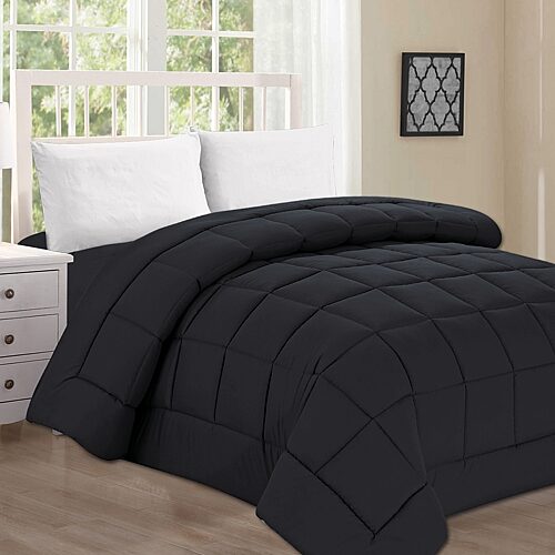 Elegant Comfort Down Alternative Wrinkle Resistant Comforter  One Size  Black