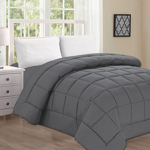 Elegant Comfort Down Alternative Wrinkle Resistant Comforter  One Size  Gray