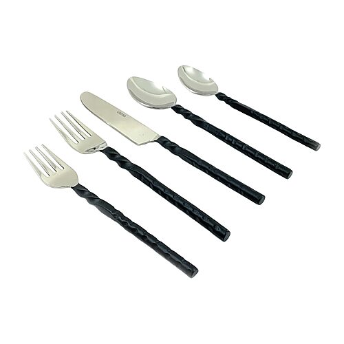 Vibhsa Rope 20-Pc. Flatware Set  Serving for 4 - Black and Silver Finish