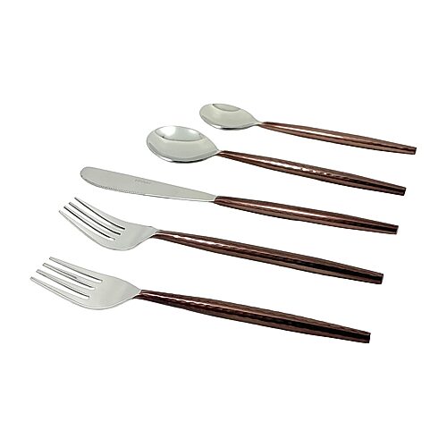Vibhsa 20 Piece Flatware Set  Service for 4 (Hammered Handle) - Dark Brown