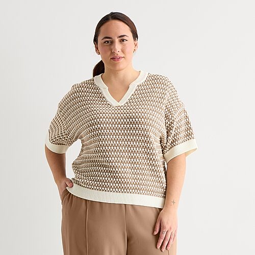 Click here for Stylus Plus Womens V Neck Elbow Sleeve Pullover Sw... prices
