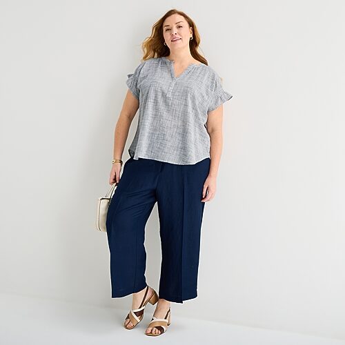 Click here for Liz Claiborne Linen Womens Plus Wide Leg Mid Rise... prices