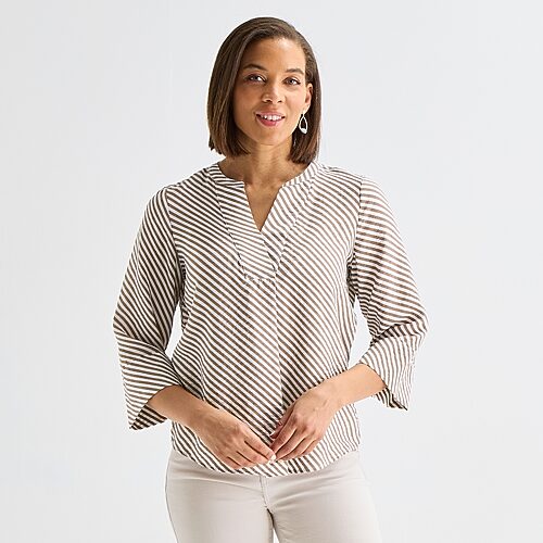 Click here for Liz Claiborne Womens Split Crew Neck 3/4 Sleeve Tu... prices
